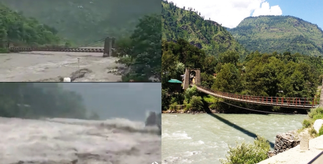 #இமாச்சல் || பியாஸ் நதி வெள்ளத்தில் காணாமல் போன பாண்டோ பாலம் ...